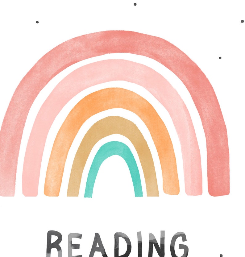 Rainbow Wall Art Let's Read Reading Corner Set of 6 | Etsy