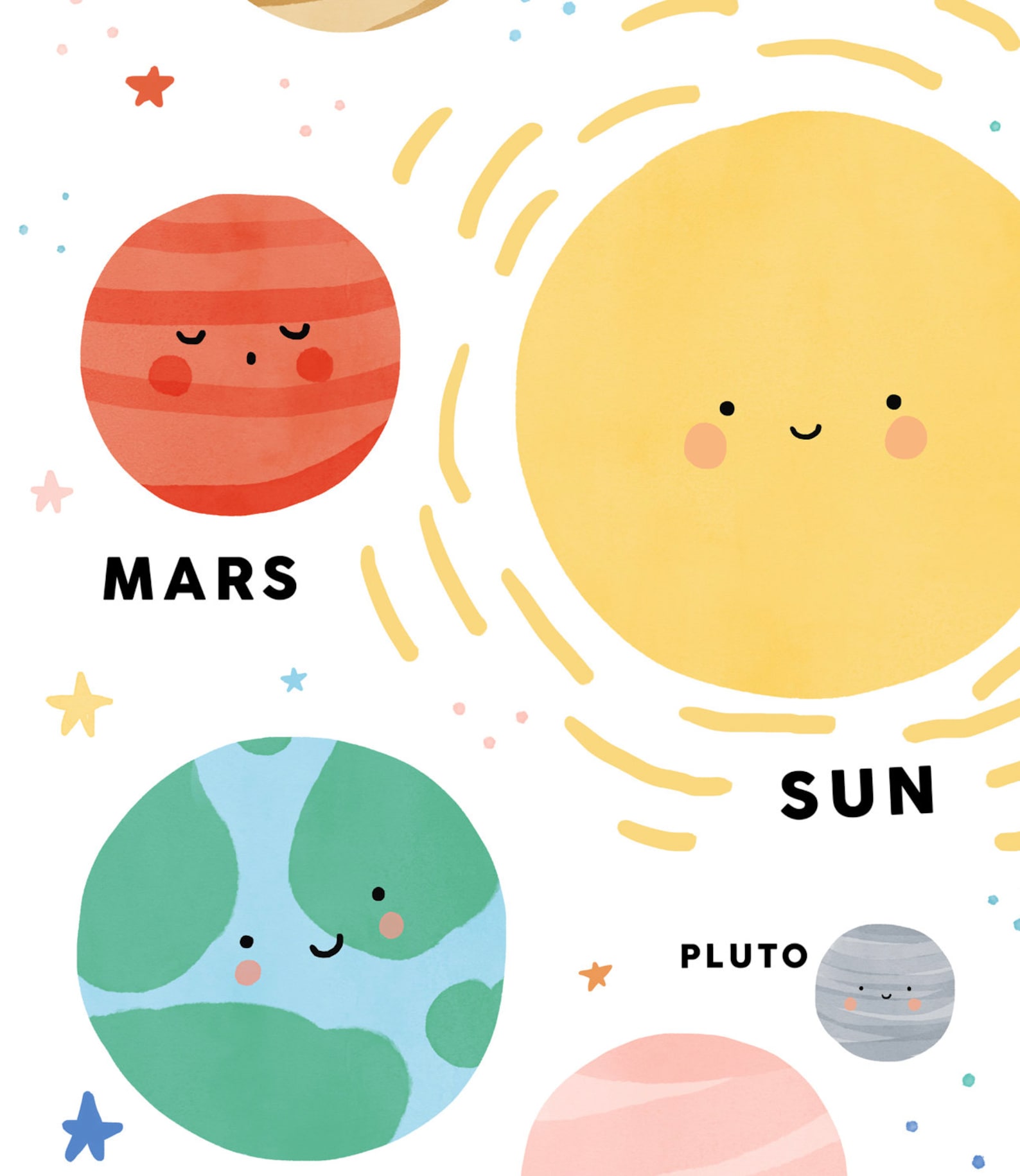 Solar System Poster Solar System Wall Art Cute Planets - Etsy Norway
