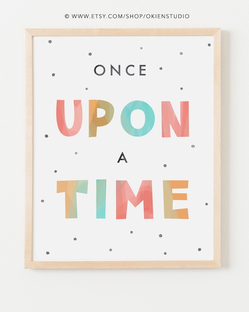 Once Upon a Time Wall Art Story Time Sign Girl Reading Art | Etsy