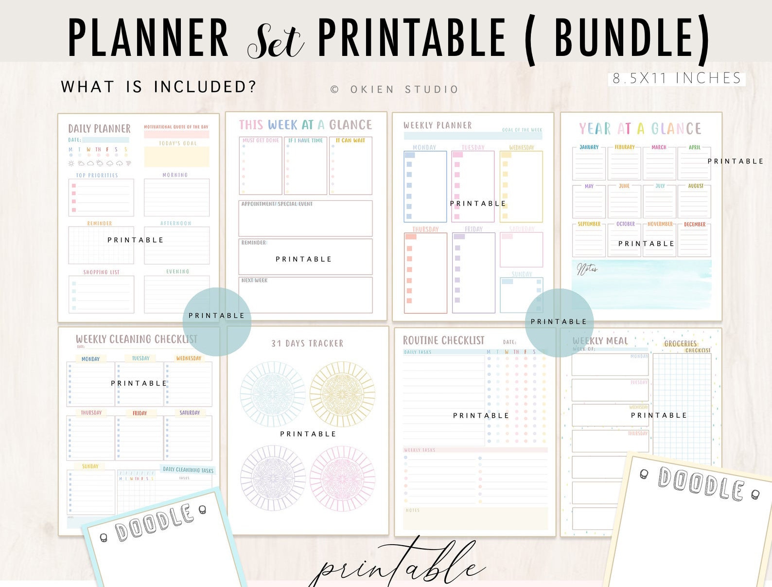 Planner Bundle Printable 11pages Daily Routine Chart Weekly - Etsy