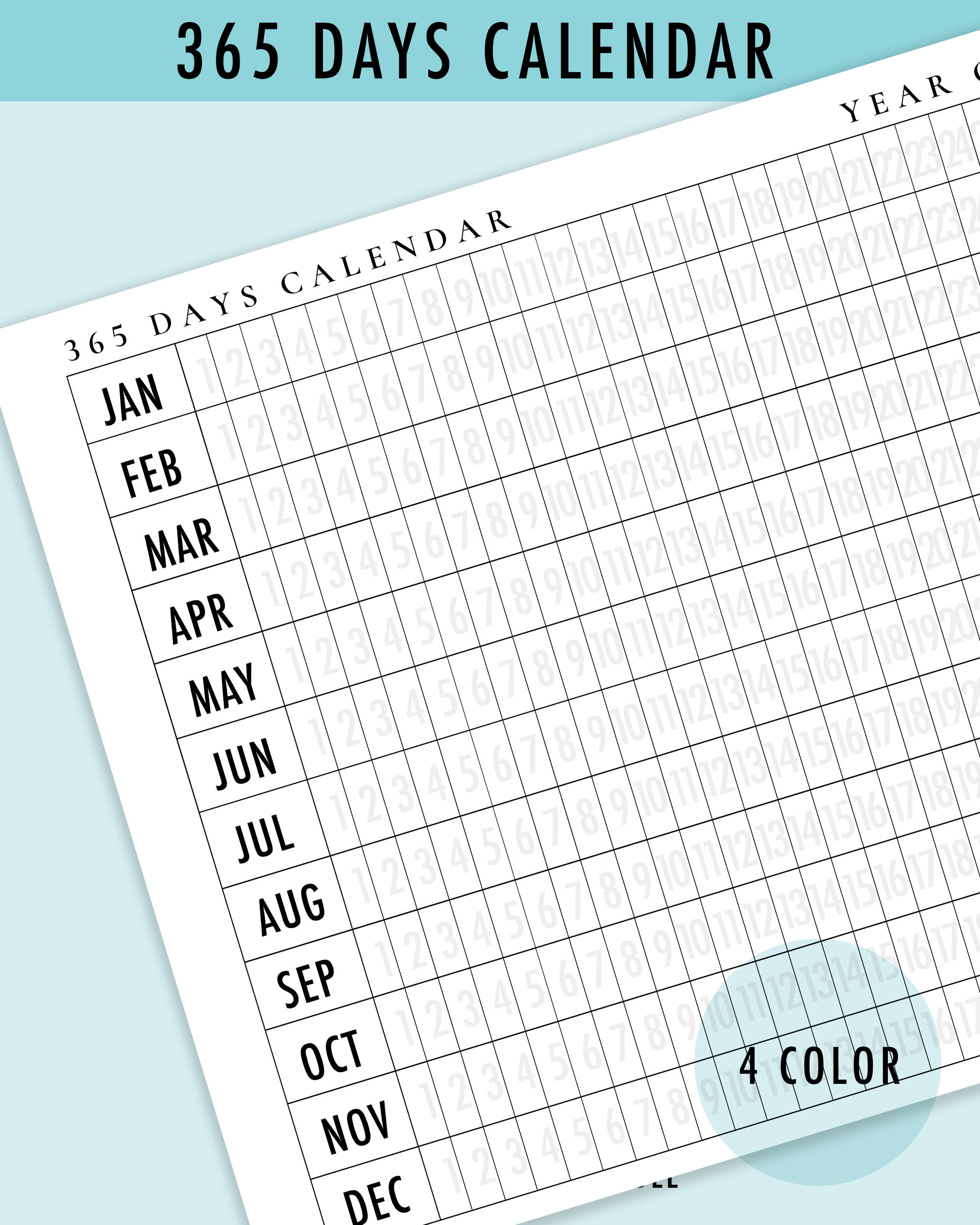 Giant 365-day Wall Calendar: Yearly Habit Tracker (digital Download) - Etsy