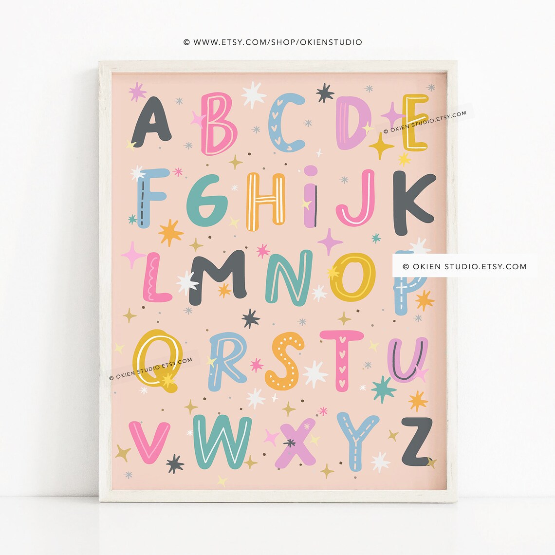 Pink ABC Poster Boho Nursery Decor Alphabet Poster Alphabet - Etsy