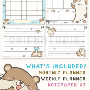 Printable Monthly Calendar, Otter Planner, Digital Planner, Weekly ...