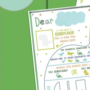 Dinosaur Letters, Kids Pen Pal Printable, Dino Letter Templates for ...