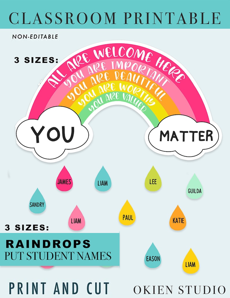 Pink Rainbow Classroom Welcome Sign, Positive Affirmations Poster, Boho ...