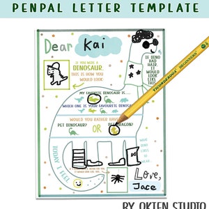 Dinosaur Letters, Kids Pen Pal Printable, Dino Letter Templates for ...