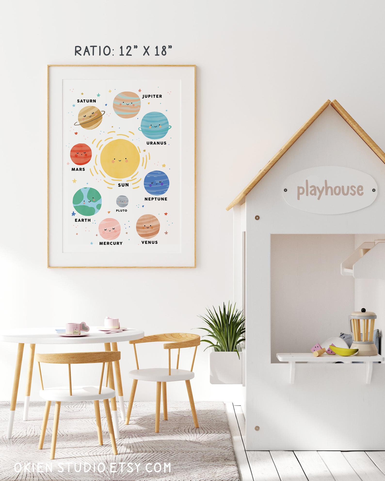 Solar System Poster, Solar System Wall Art, Cute Planets Print, Space ...