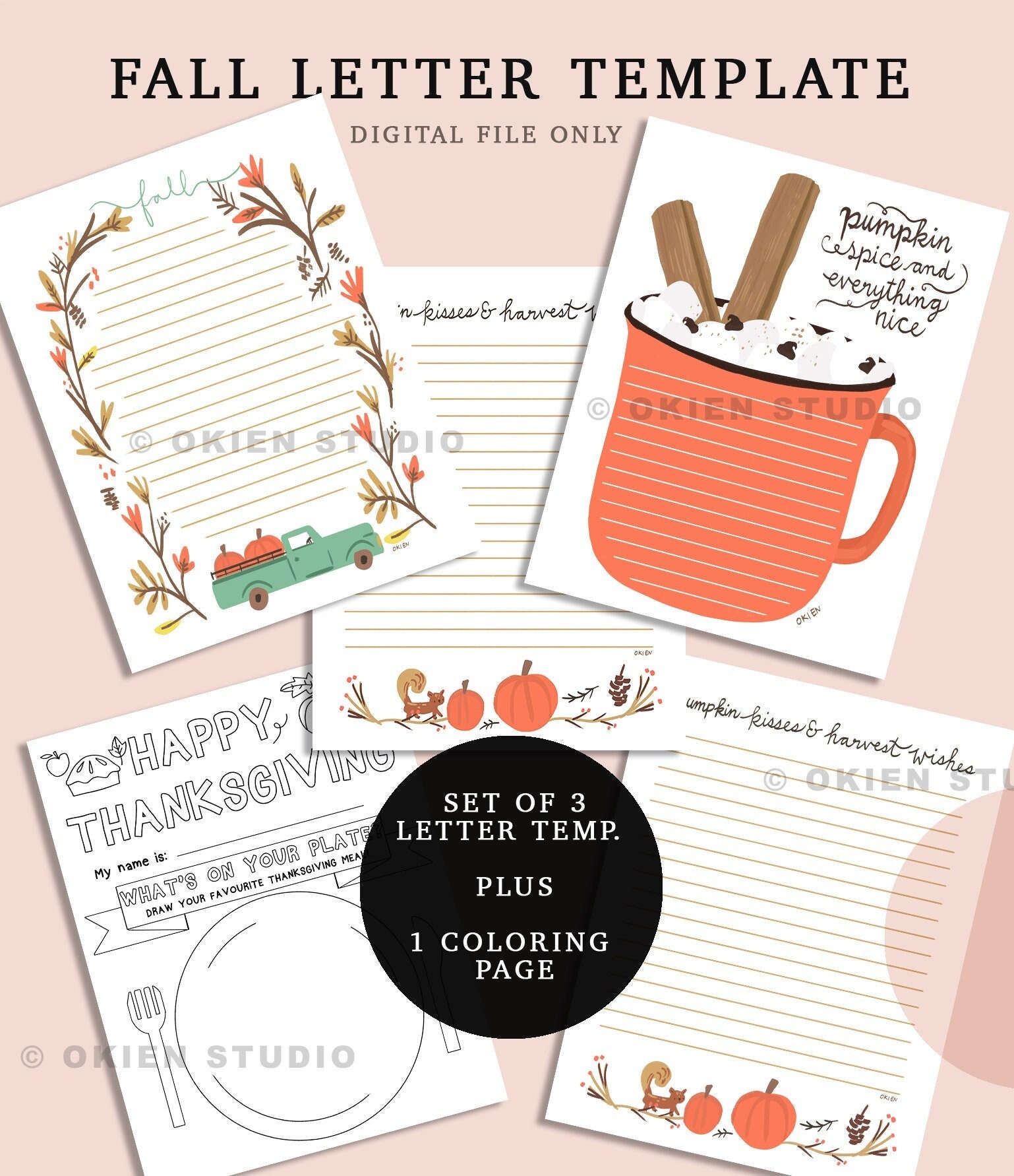 Fall letter template Autumn October planner printable | Etsy