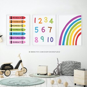 Rainbow Educational Posters Set for Playroom, Homeschool Print, Back to ...