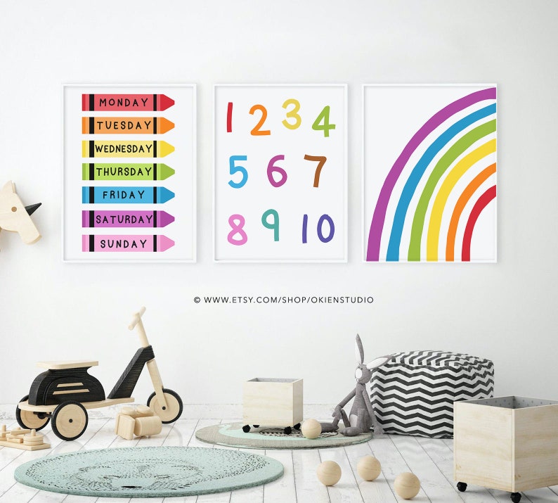 Rainbow Educational Posters Set for Playroom Homeschool - Etsy