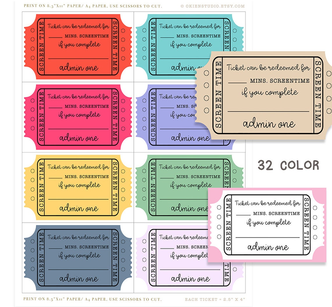 32 Colors Screen Time Reward System Printable Chores Card - Etsy