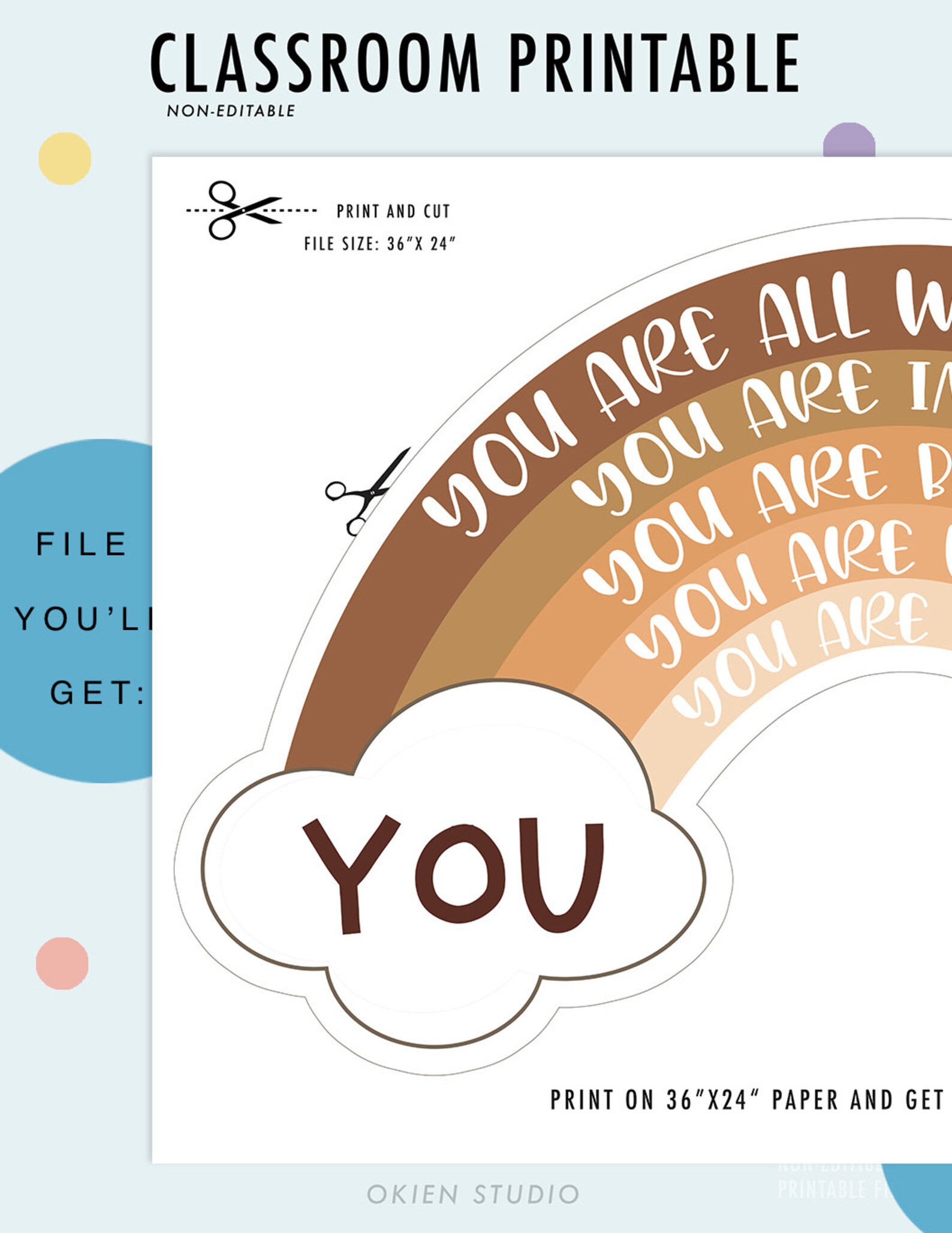 Diversity Rainbow Bulletin Board Decor: Positive Affirmations Classroom ...