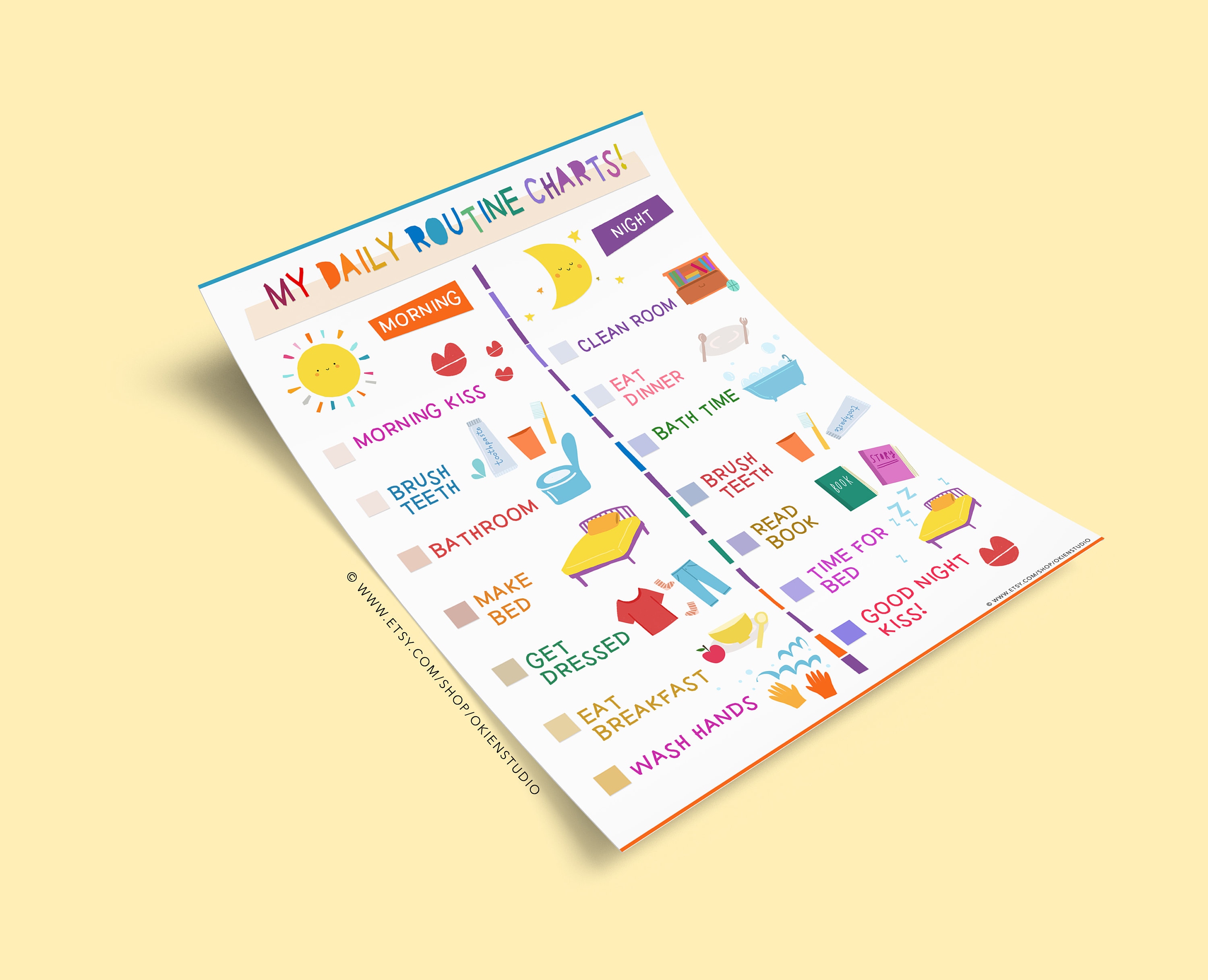 Kids Daily Responsibilities Chart Printable Daily Routine | Etsy