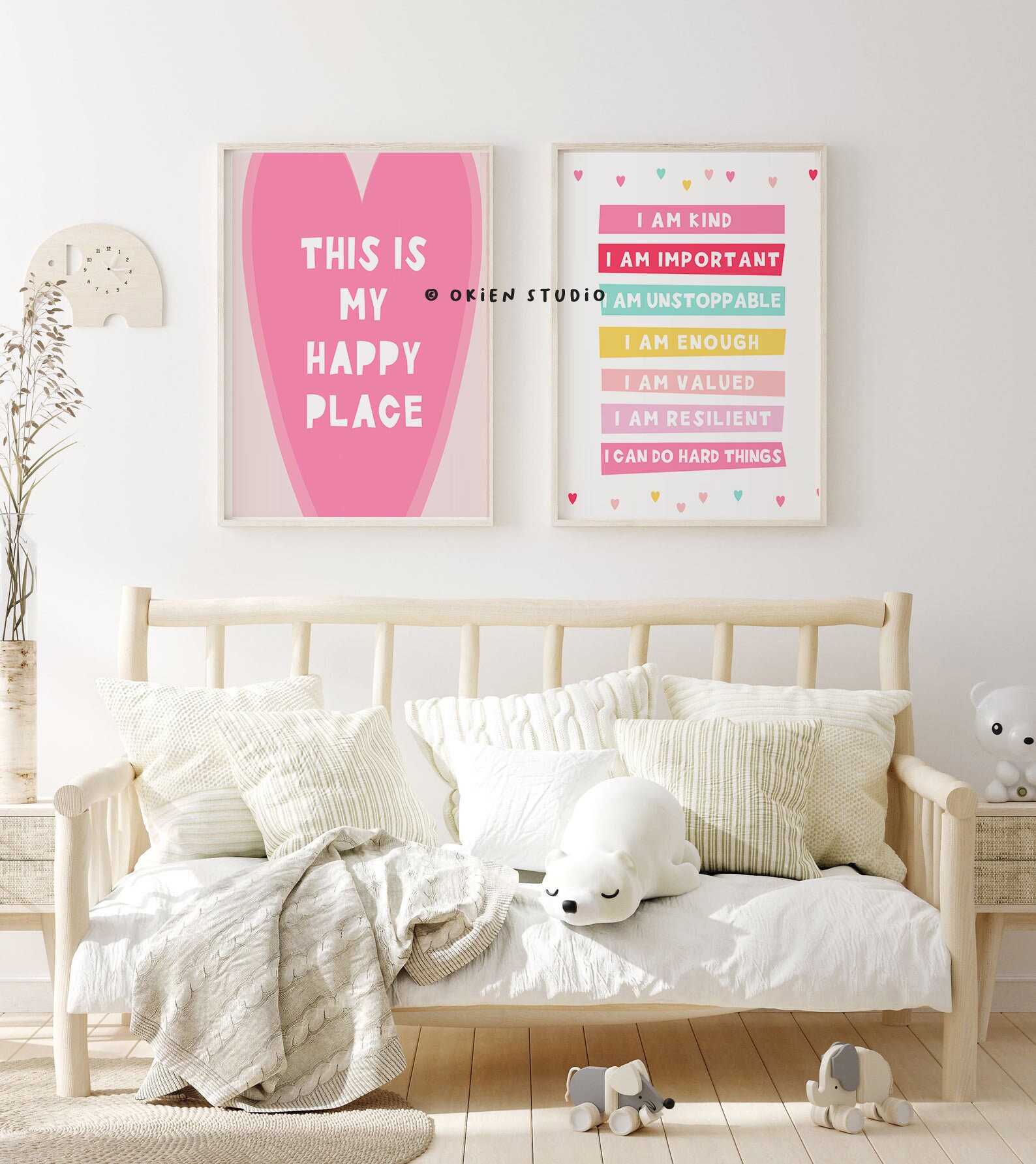 Hearts Print Nursery Positive Affirmations Art Prints Happy - Etsy