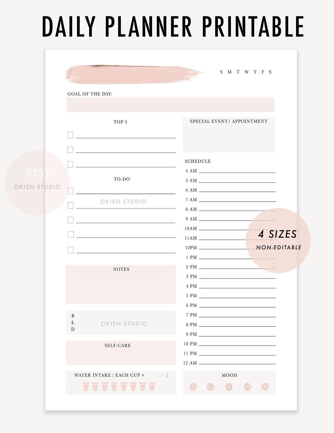 Day Plan Printable, Daily Planner, 365 Daily Plan, Productive Planner ...