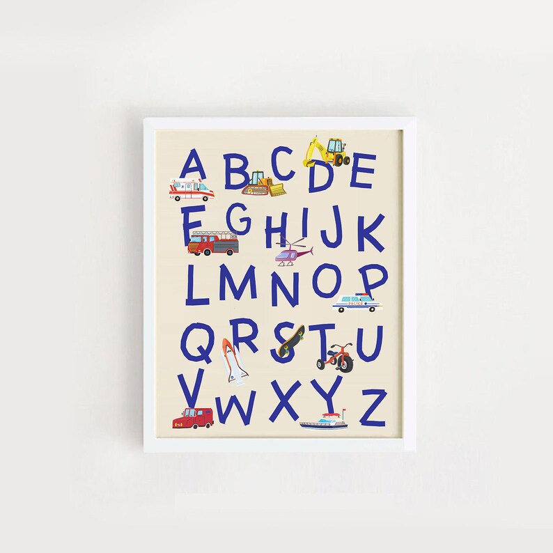 Printable ABC Vehicles Art Print Vehicles Alphabet Print - Etsy