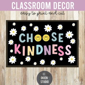 Smiley Faces Choose Kindness Classroom Decor, Boho Smiley Face Daisy ...