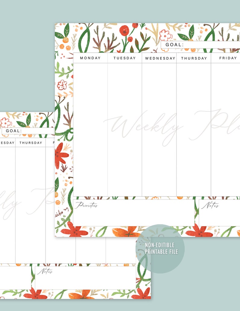 Floral Weekly Planner Printable: Christmas Schedule (PDF) - Etsy