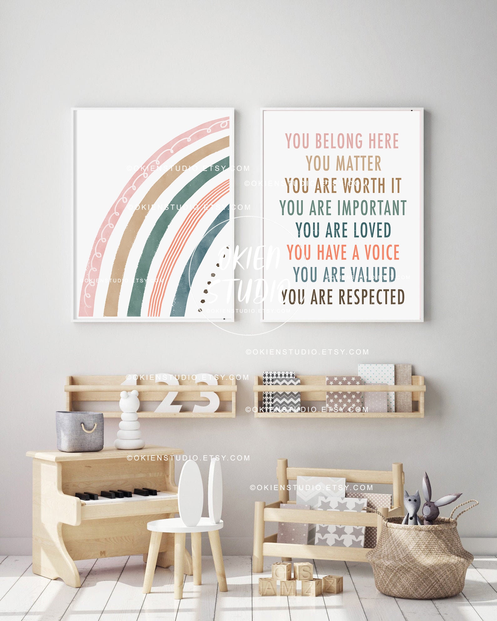 Adventure Awaits Poster Boho Rainbow Art you are enough | Etsy