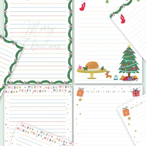 Printable Letter, Merry Christmas Printable Lined Stationery, Instant ...