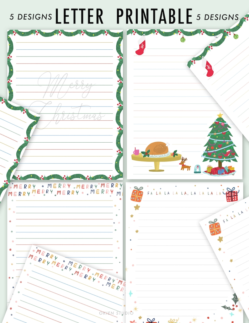 Printable Letter Merry Christmas Printable Lined Stationery - Etsy
