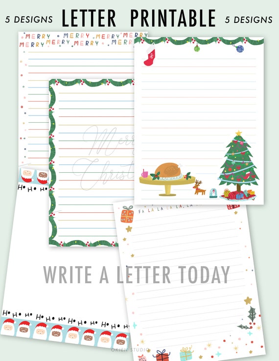 Printable Letter Merry Christmas Printable Lined Stationery | Etsy