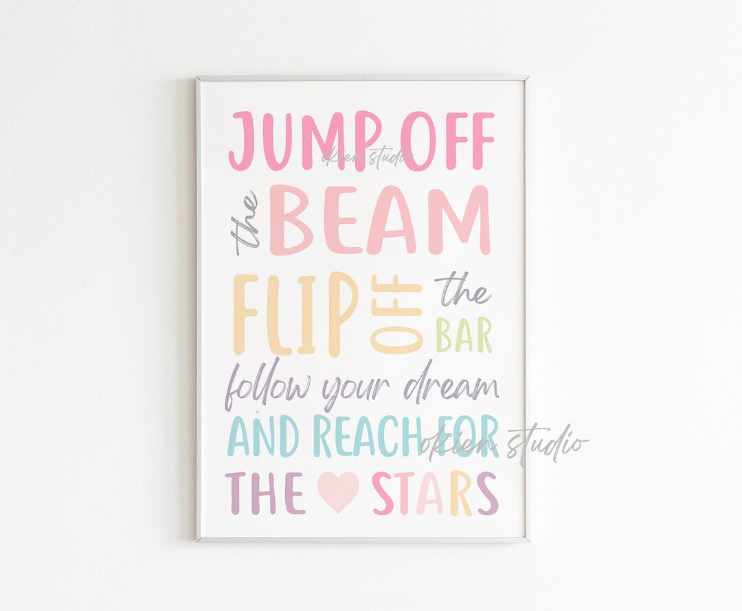Gymnastics Quote Art: Pastel Gym Room Girl's Room Decor (digital ...