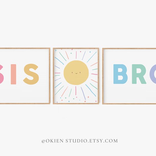 Brother Sister Wall Art Brother Sister Sign Playroom Sign - Etsy