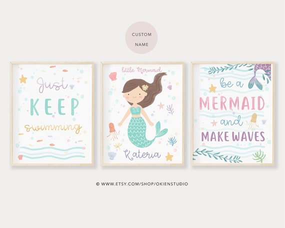 Mermaid Print Set of 3 Mermaid Poster Set of 3 Room Decor | Etsy Canada