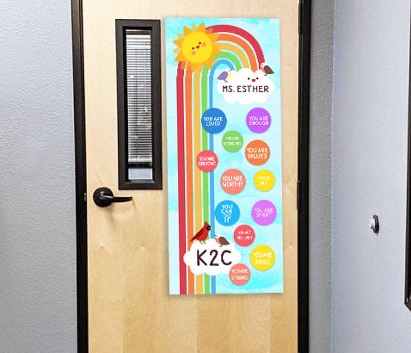 Classroom Door Decoration: Rainbow Positive Affirmations Door Sign ...