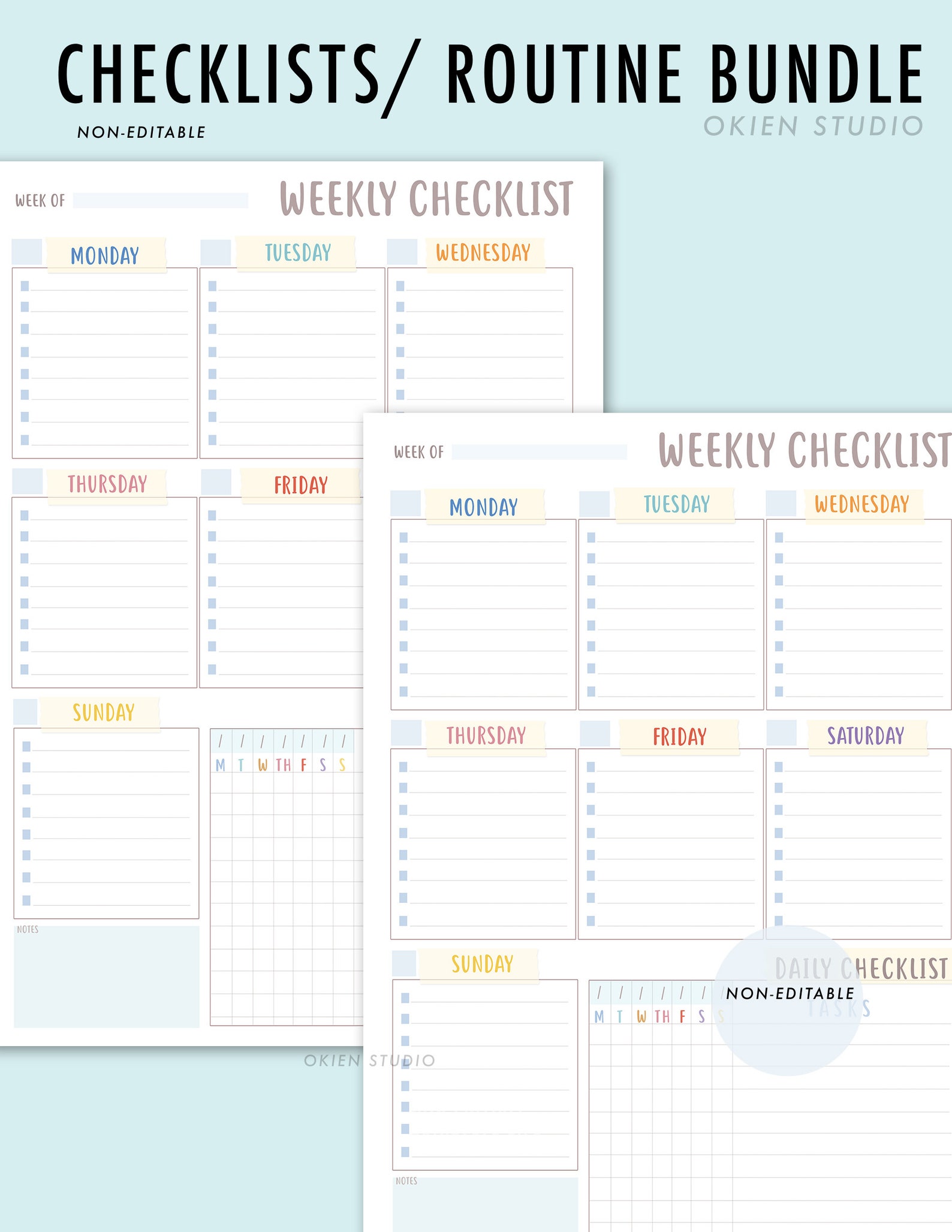 Checklists for EVERYTHING Planner Bundle Daily Routine - Etsy