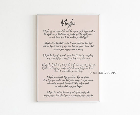 Maybe Love Poem Print Digital Art Romantic Poetry Maybe - Etsy