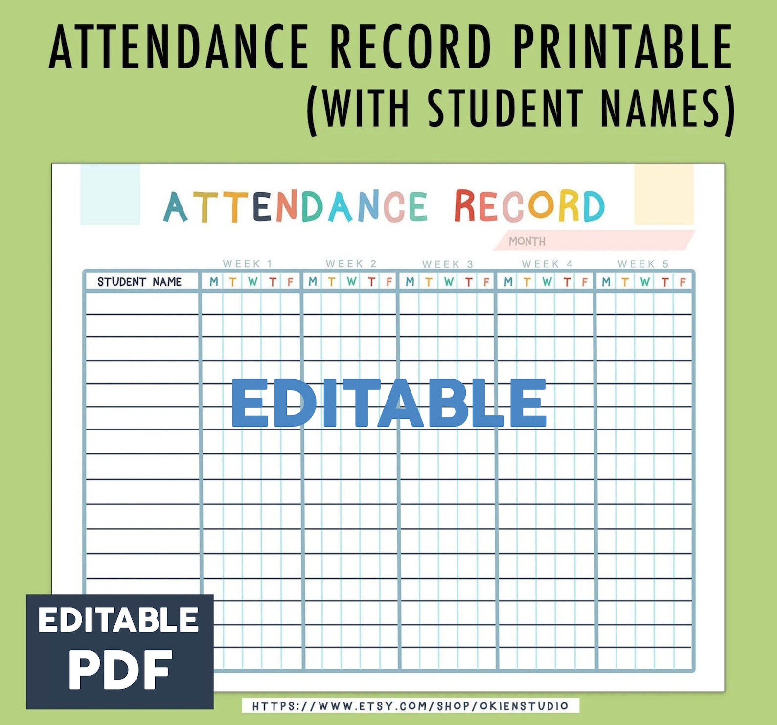 Editable Homeschool Attendance Sheet: Teacher Log (editable PDF) - Etsy