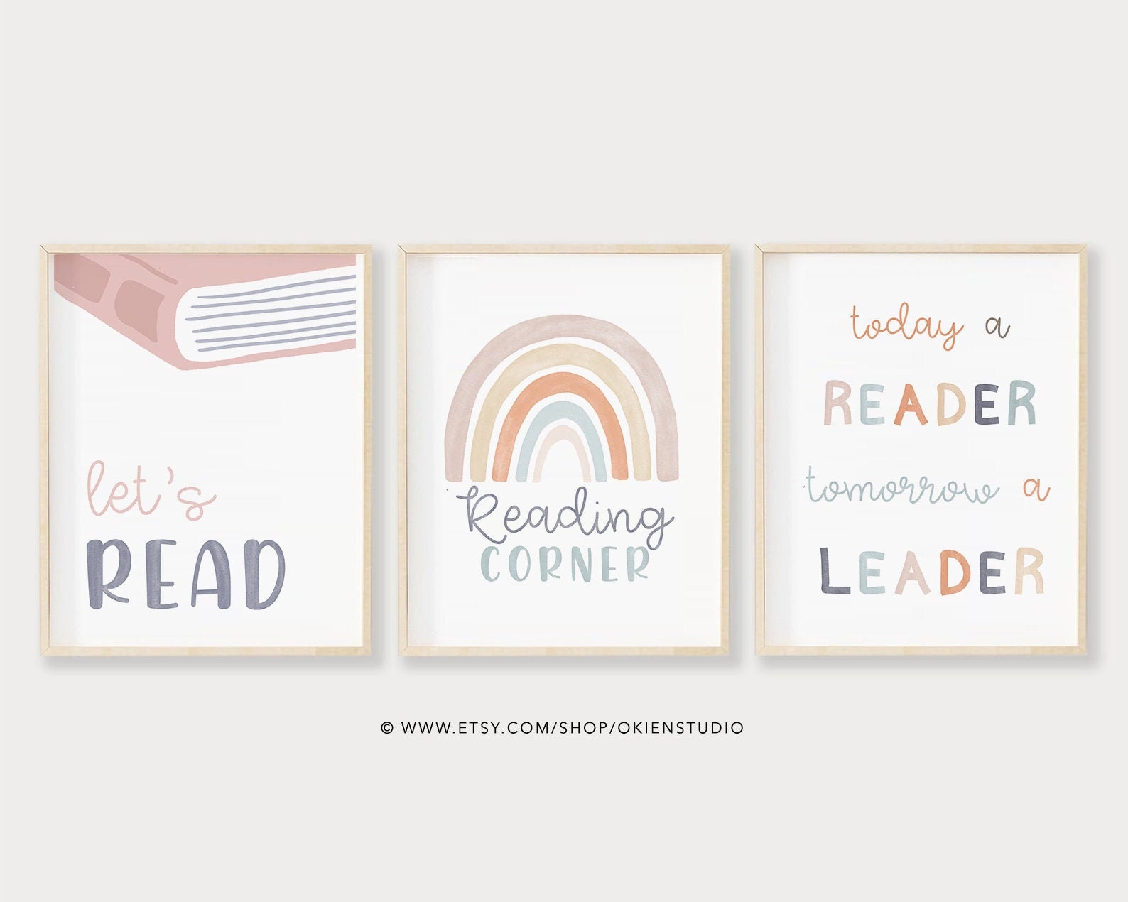 Set of 3 Rainbow Reading Corner Sign Watercolor Girl Room - Etsy Hong Kong