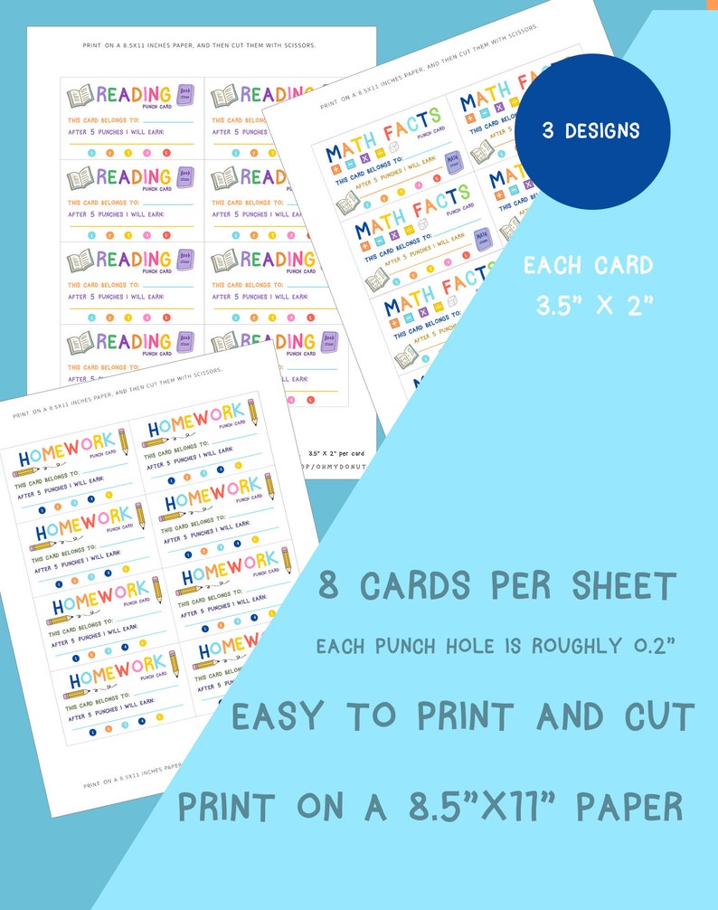 Printable Reward Punch Card Math Facts Reading Reward Card - Etsy Australia