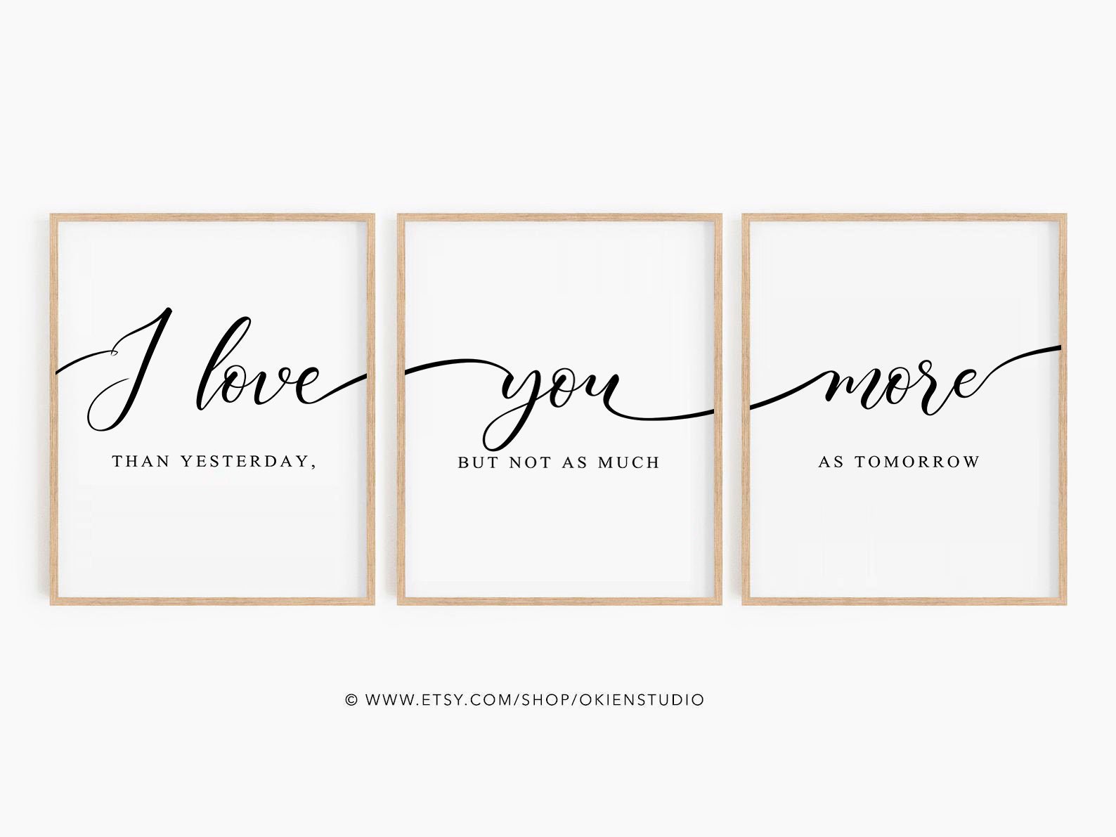 I love you more minimalist wall art living room i love you | Etsy