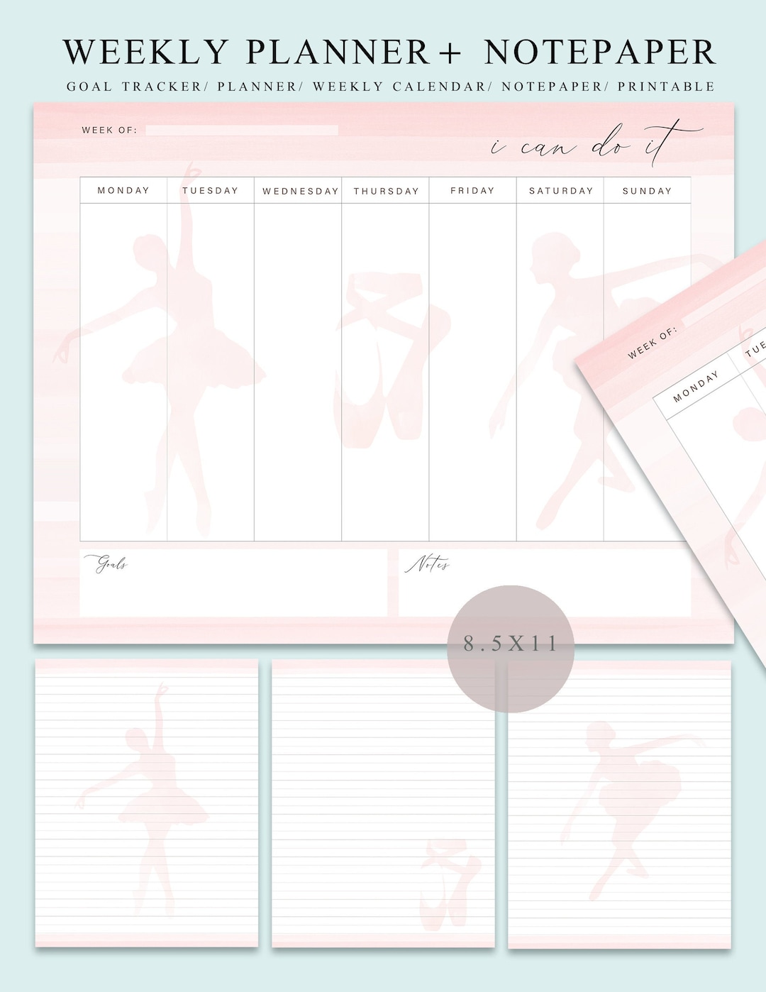Dancer Planner, Ballet Planner Printable, Digital Planner, Ballerina ...