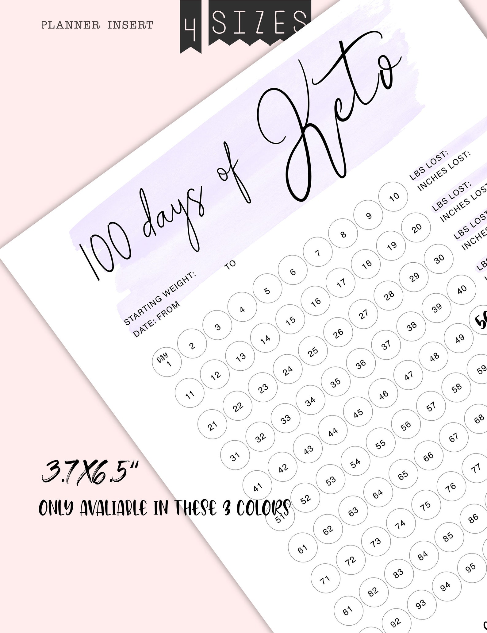 100 Days of Keto Keto Diet Tracker Keto Insert Printable | Etsy