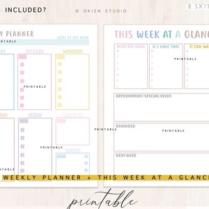 Planner Bundle Printable, 11pages, Daily Routine Chart, Weekly Planner ...
