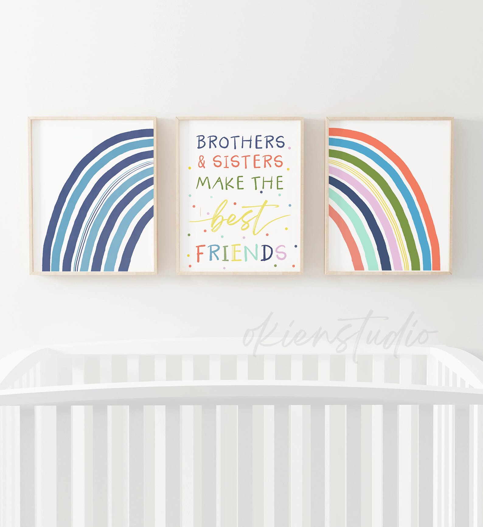 Rainbow Brother Sister Wall Art Prints: Playroom Decor (digital ...