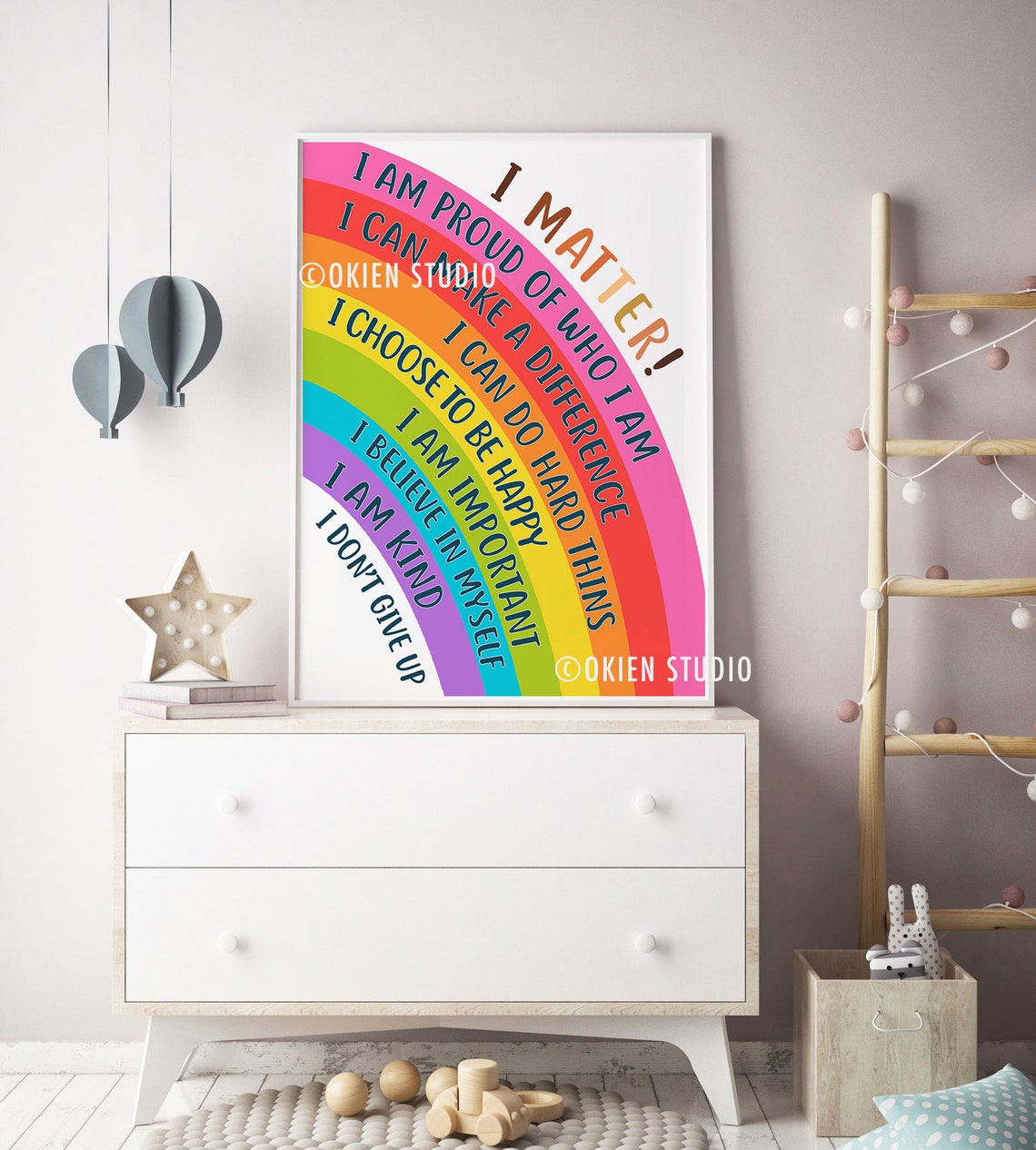 Positive Affirmations Rainbow Poster: Inspirational Wall Art (digital ...