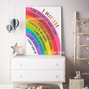 Positive Affirmations Rainbow Poster: Inspirational Wall Art (digital ...