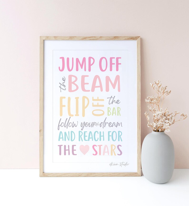 Gymnastics Quote Art: Pastel Gym Room Girl's Room Decor (digital ...