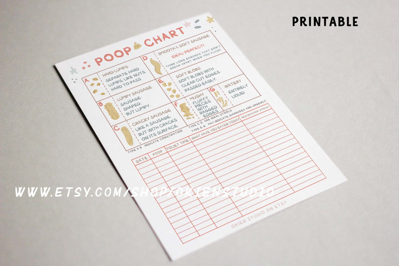 My Poop Tracker, Poop Chart, Poop Tracker Printable Sheets, Bowel ...