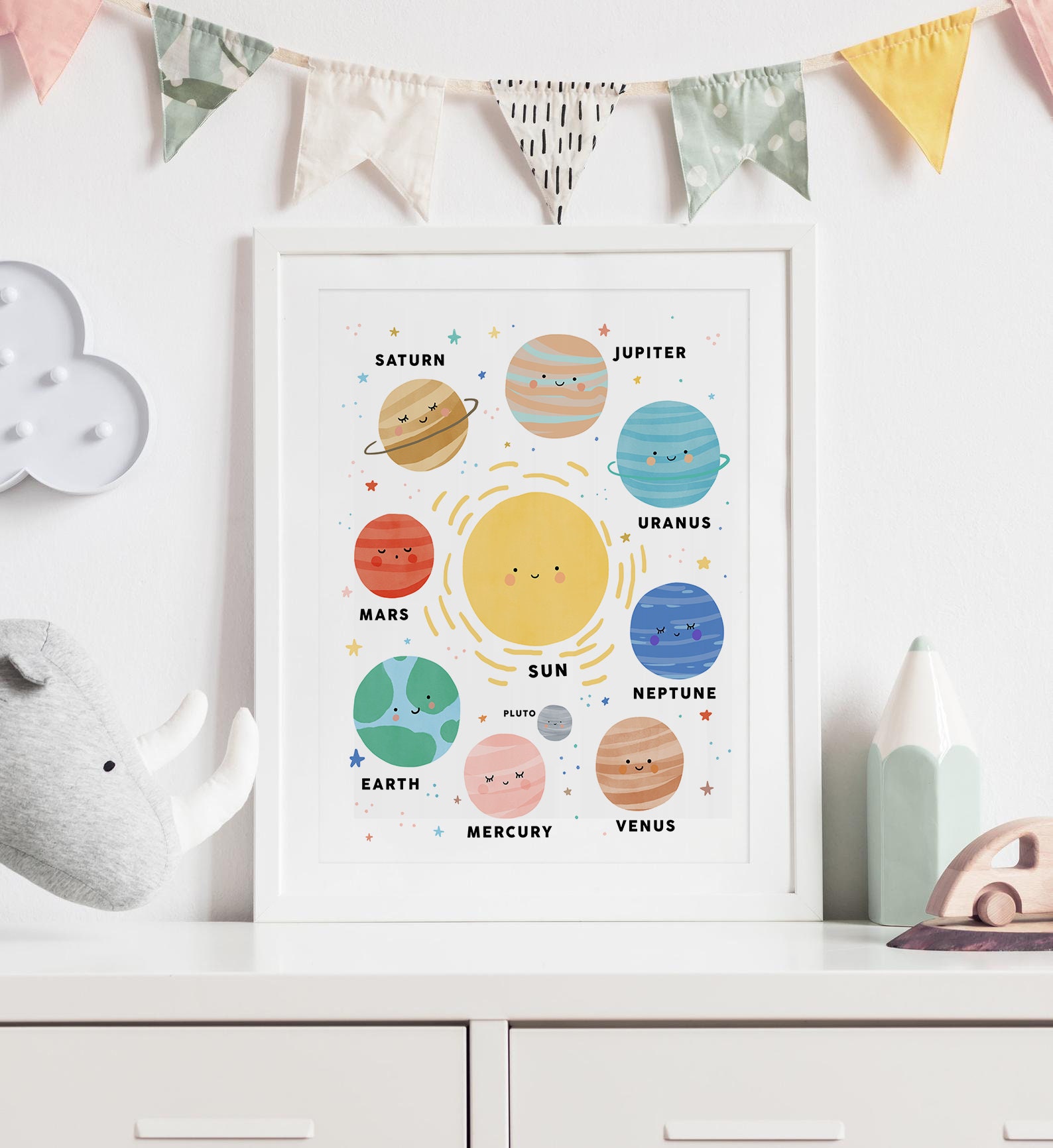 Solar System Poster Solar System Wall Art Cute Planets - Etsy