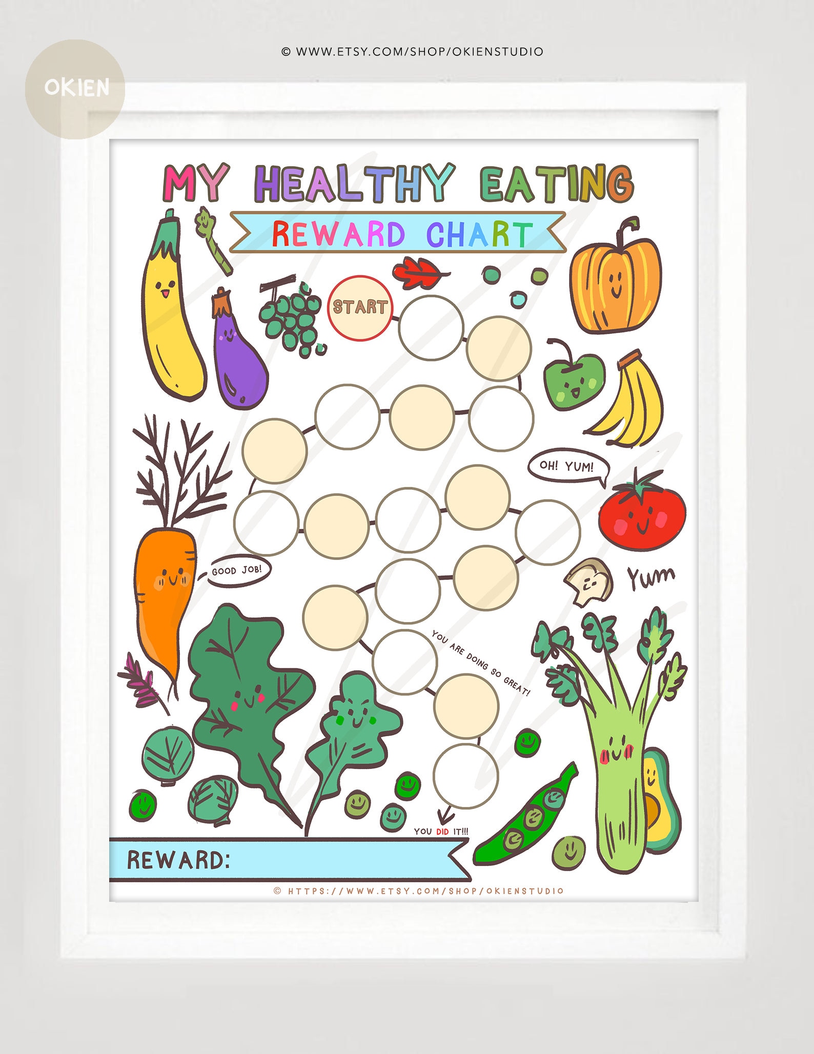 Printable Eat Veggies Reward Chart Good Behavior Chart - Etsy