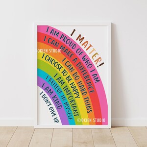 Positive Affirmations Rainbow Poster: Inspirational Wall Art (digital ...