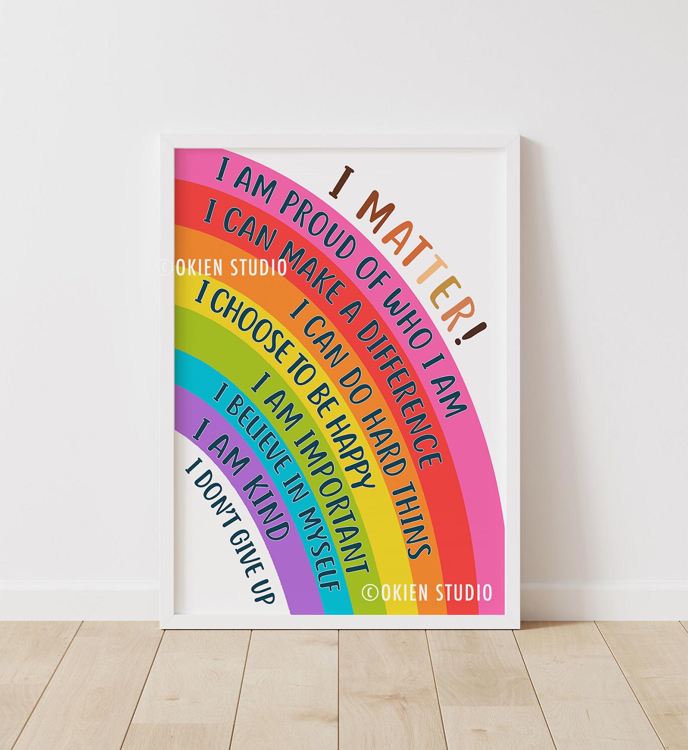 Positive Affirmations Rainbow Poster: Inspirational Wall Art (digital ...