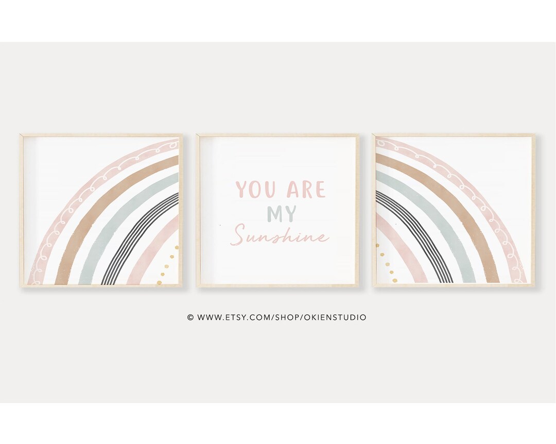 You Are My Sunshine, Rainbow Wall Art Set, Pastel Rainbow Set, Pastel ...