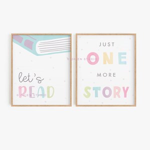 Pastel Reading Corner Sign, Playroom Printable, Let's Read Decor, Pink ...